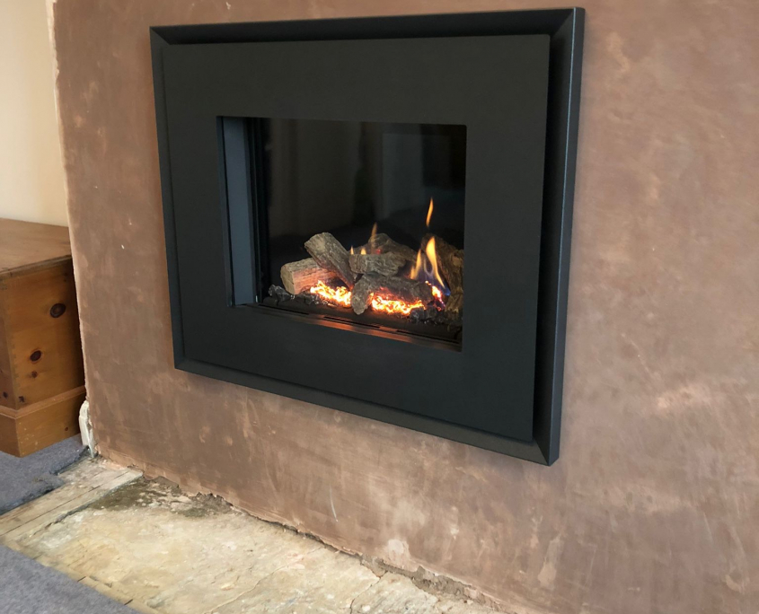 Contemporary Log Effect Gas Fire Installation - Harrow - Rigbys