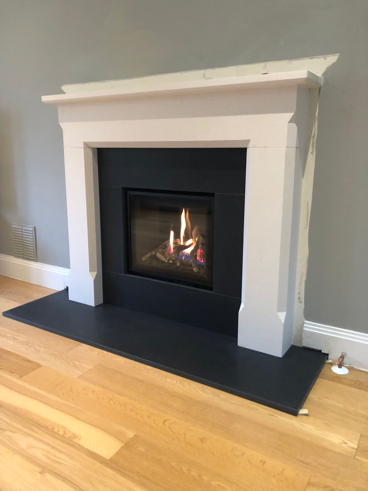 Contemporary Log Effect Gas Fire Installation - Maidenhead - Rigbys