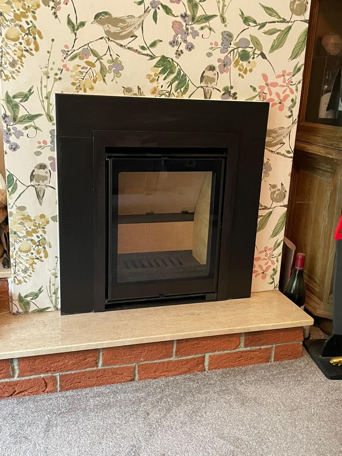 Contemporary Inset Woodburning Stove Installation in : Uxbridge.