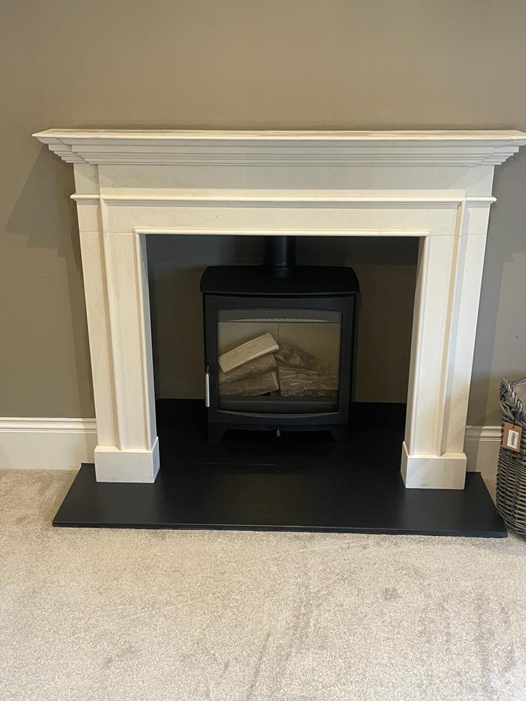 Limestone Fireplace Surround Installation in : Buckinghamshire